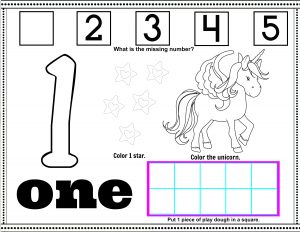 Unicorn Play Dough Mat & Coloring Page Numbers 1-5 - Real And Quirky