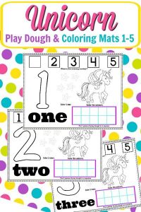 Unicorn Play Dough Mat & Coloring Page Numbers 1-5 - Real And Quirky